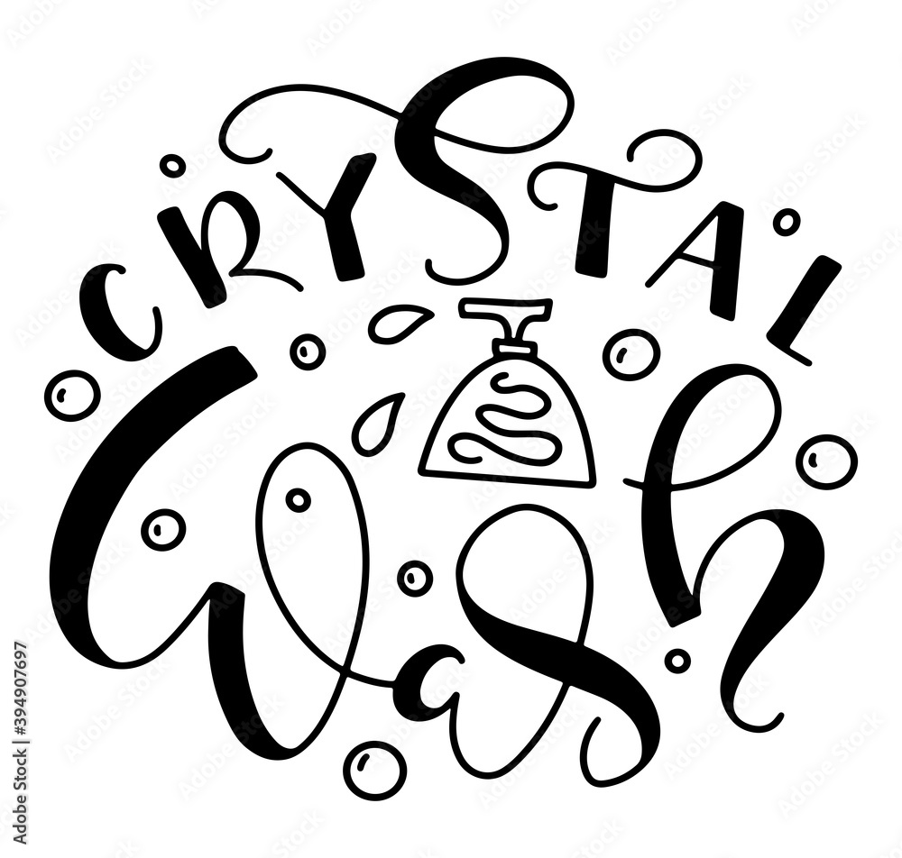 Crystal wash black calligraphy isolated on white background. Vector ...