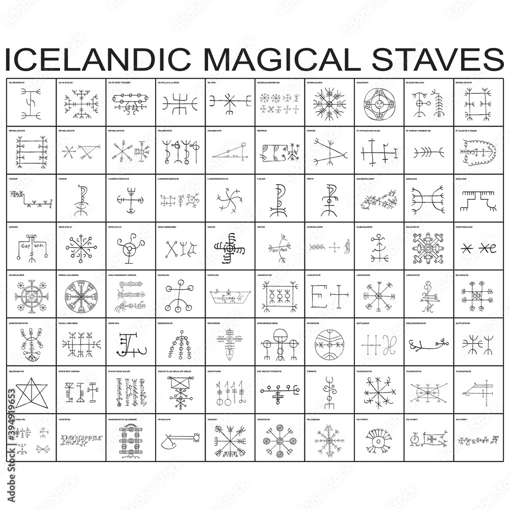 Vector icon set with Icelandic magical symbols for your project Stock ...
