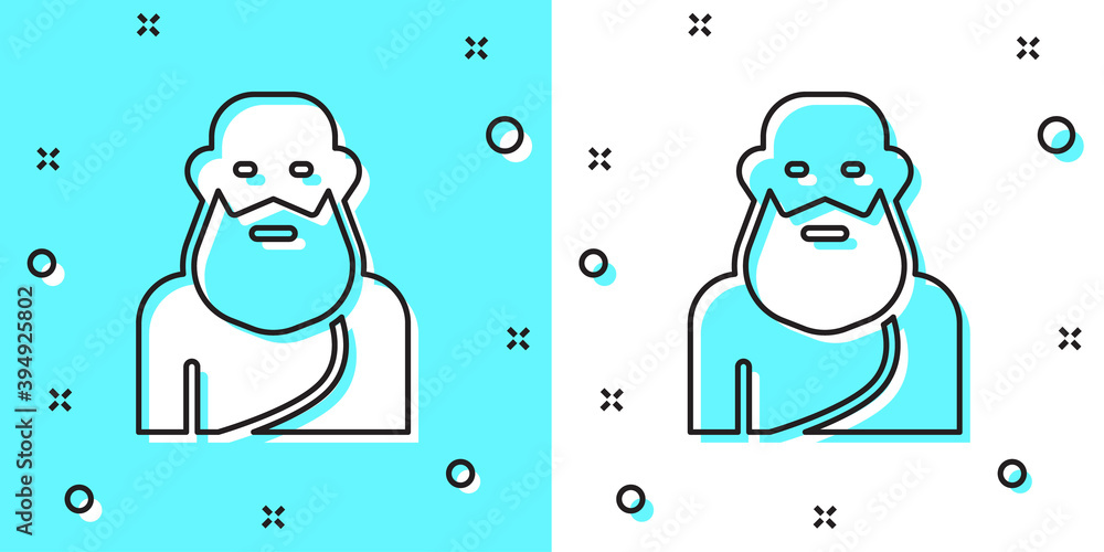 Black line Socrates icon isolated on green and white background. Sokrat ...