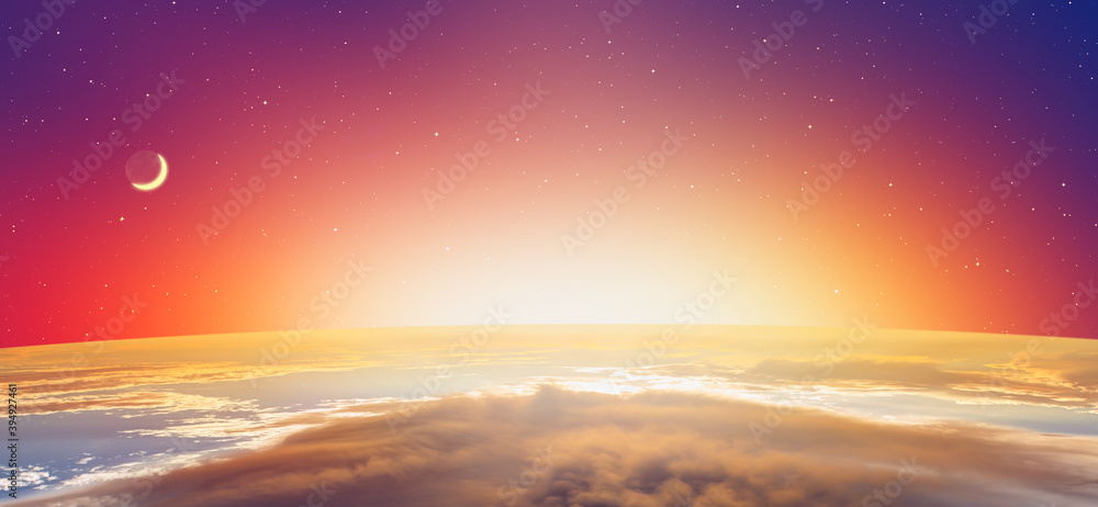 Planet Earth with a spectacular sunset "Elements of this image ...