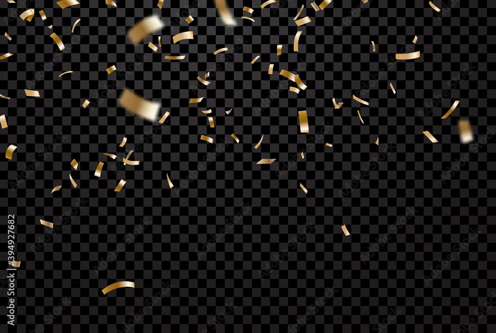 Gold confetti background, isolated on transparent background Stock ...