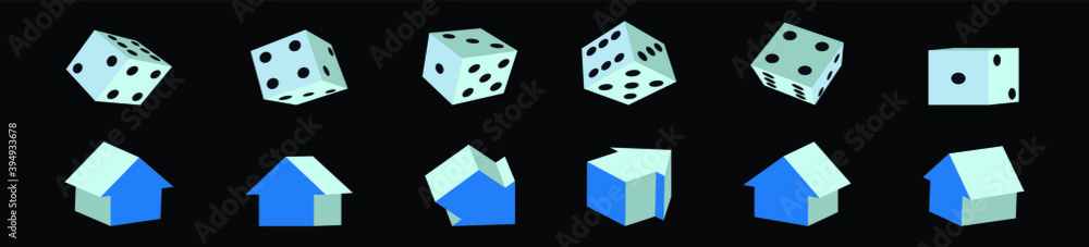 monopoly pieces and dice cartoon icon design template with various ...