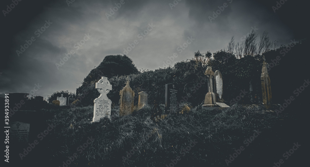 Ireland celtic cross at medieval church cemetery Old spooky cemetery ...
