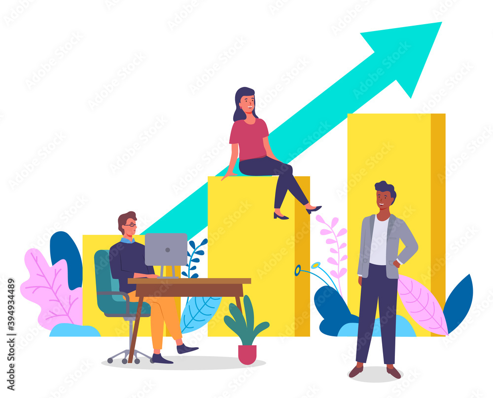 Path to a target s growth vector illustration banner. Achievement in ...