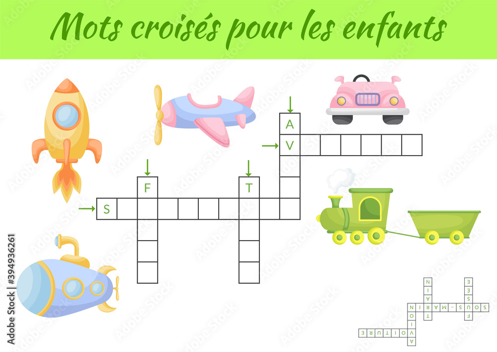 Mots croisés pour les enfants Crossword for kids. Crossword game with ...