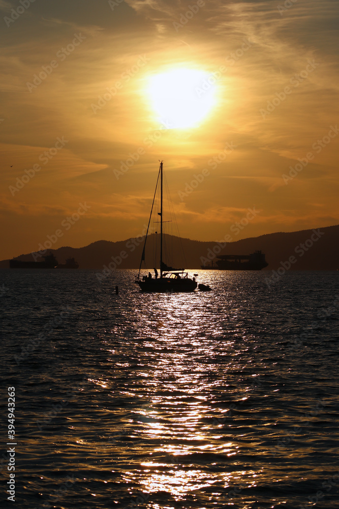 Beautiful sunset silhouette sail boat wallpapers and background . Stock ...