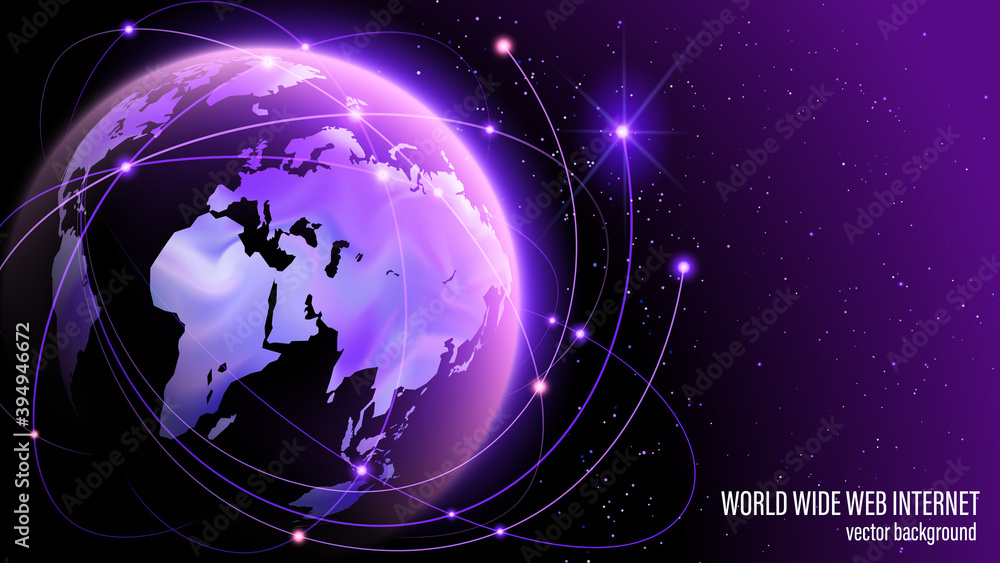 Global World Wide Web internet. Technologies and communications. Launch ...