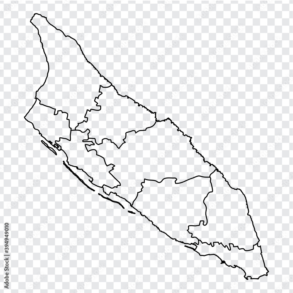 Blank map Aruba. High quality map of Aruba with regions on transparent ...