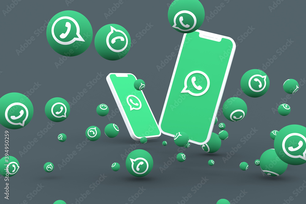 Whatsapp icon on screen smartphone or mobile and whatsapp reactions ...