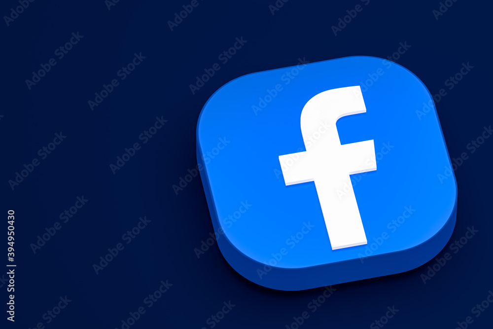 facebook logo 3d icon rendering background Stock Photo | Adobe Stock