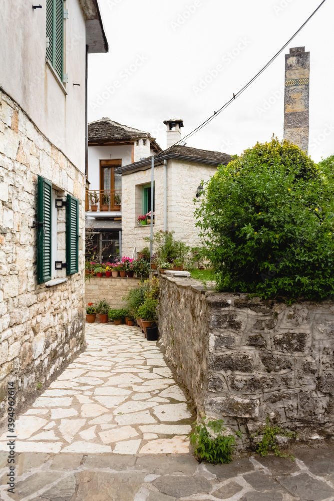 Typical Greek architecture and exotic street in Greece Stock Photo ...