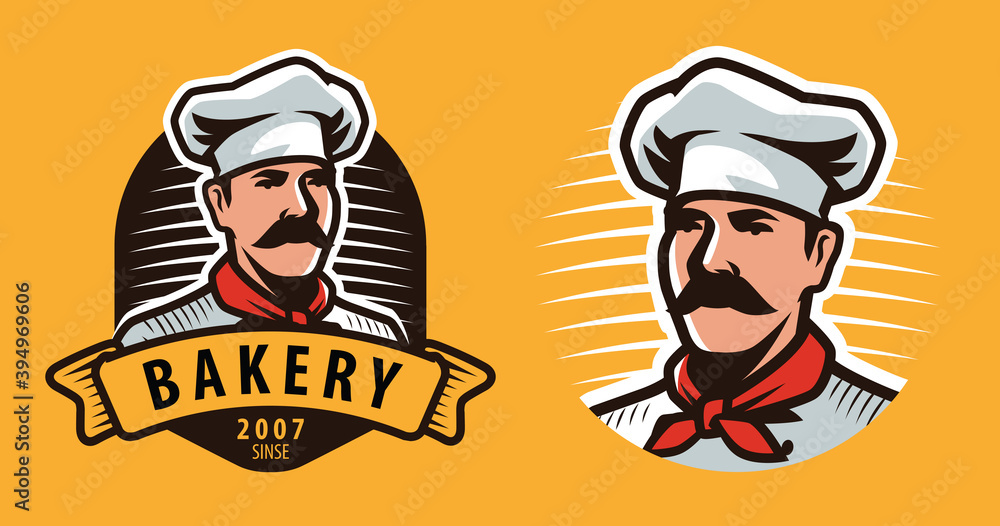 Chef symbol or label. Food concept vector illustration Stock Vector ...