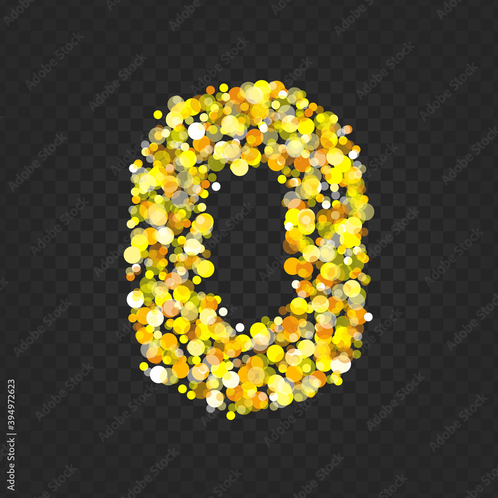 Gold glittering number zero on transparent background. Shining golden ...
