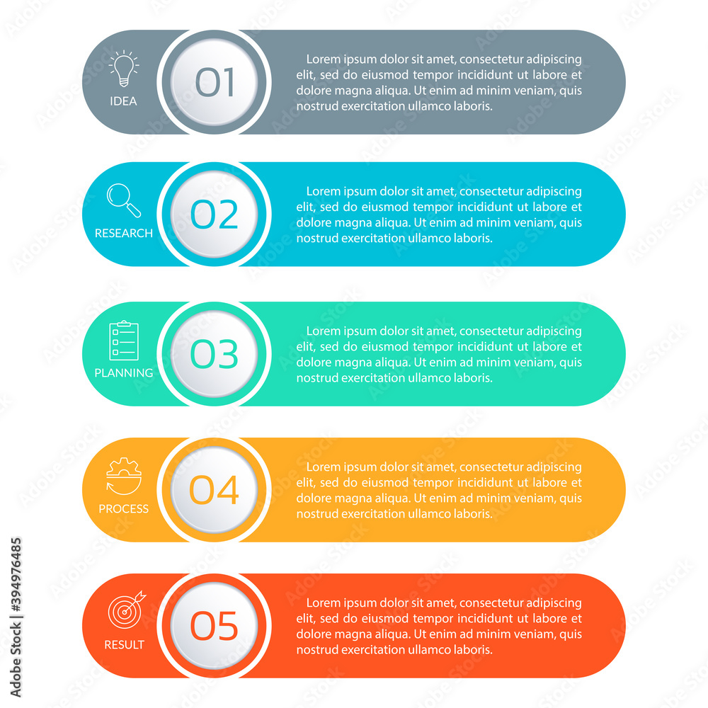 5 steps, option or levels infographic design with business icons ...