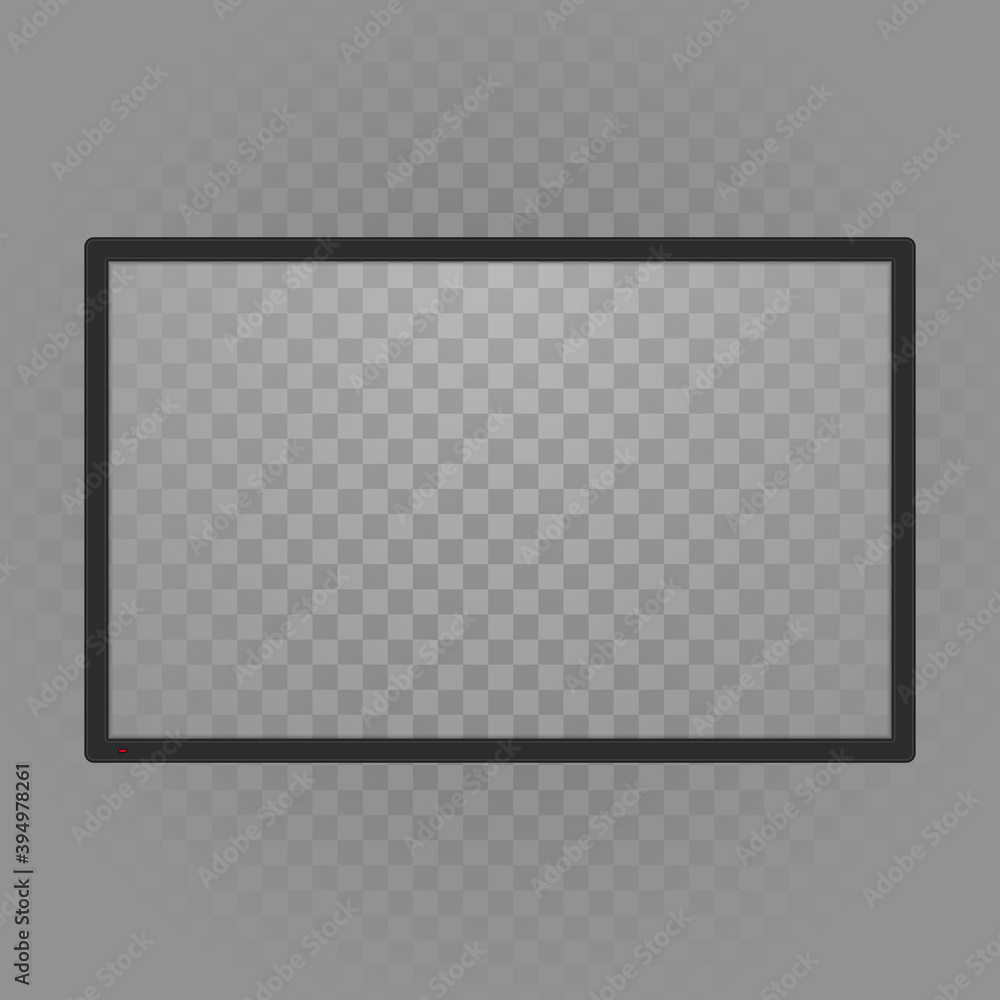Empty tv frame with reflection and transparency screen isolated. Blank ...