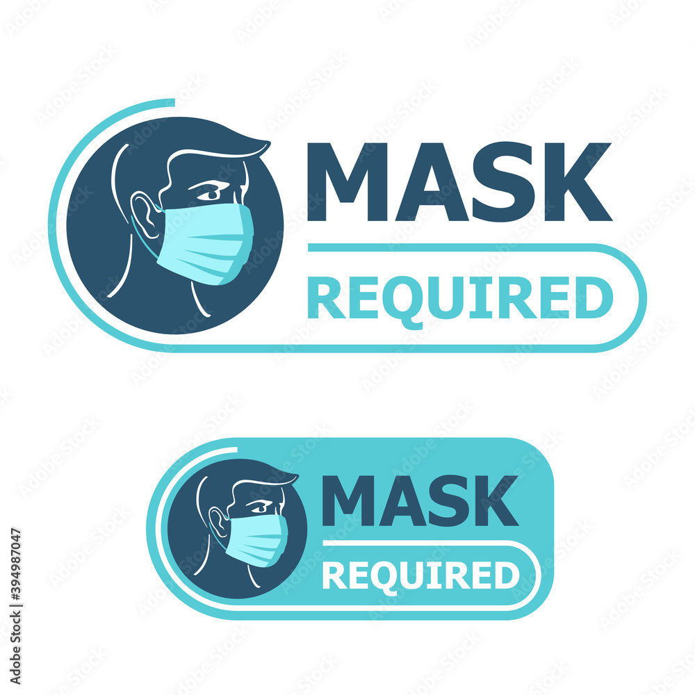 Mask required warning prevention sign in 2 variations - human profile ...