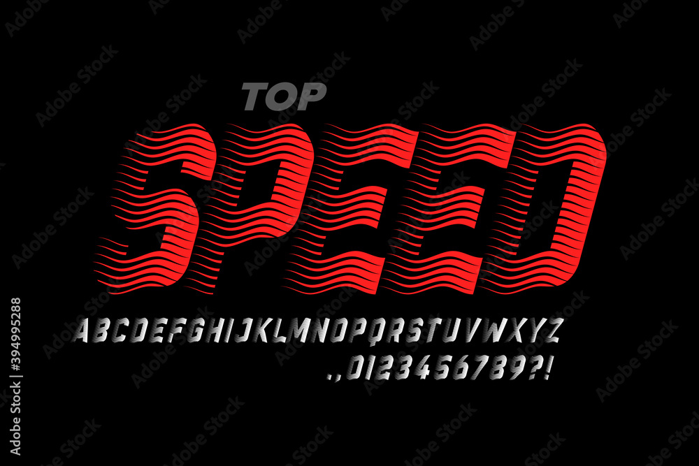 Speed style modern sport font, alphabet letters and numbers vector ...