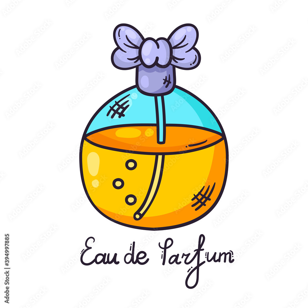 Eau de parfum perfume fragrance colorful cartoon vectoricon Stock ...