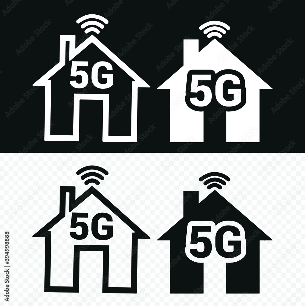 Vector image. 5G wifi technology icons. Black color image. Stock Vector ...
