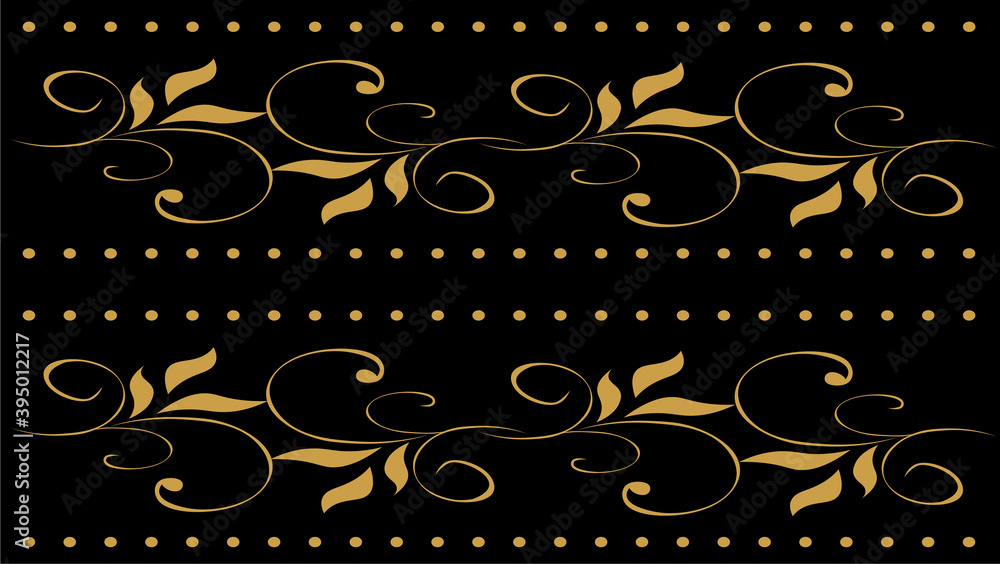 black background, with gold batik design Stock Vector | Adobe Stock
