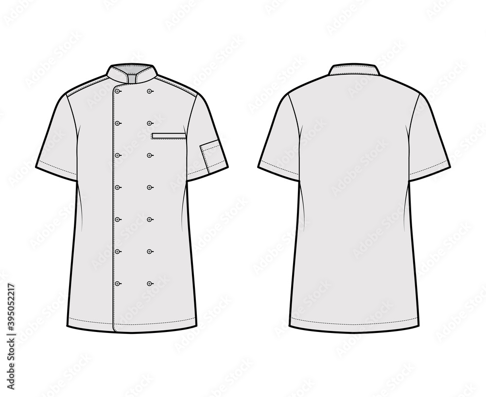 Shirt bakers chefs uniform technical fashion illustration with short ...