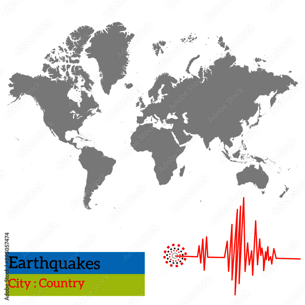 map of the world with seismograph lines suitable for earthquakes news ...