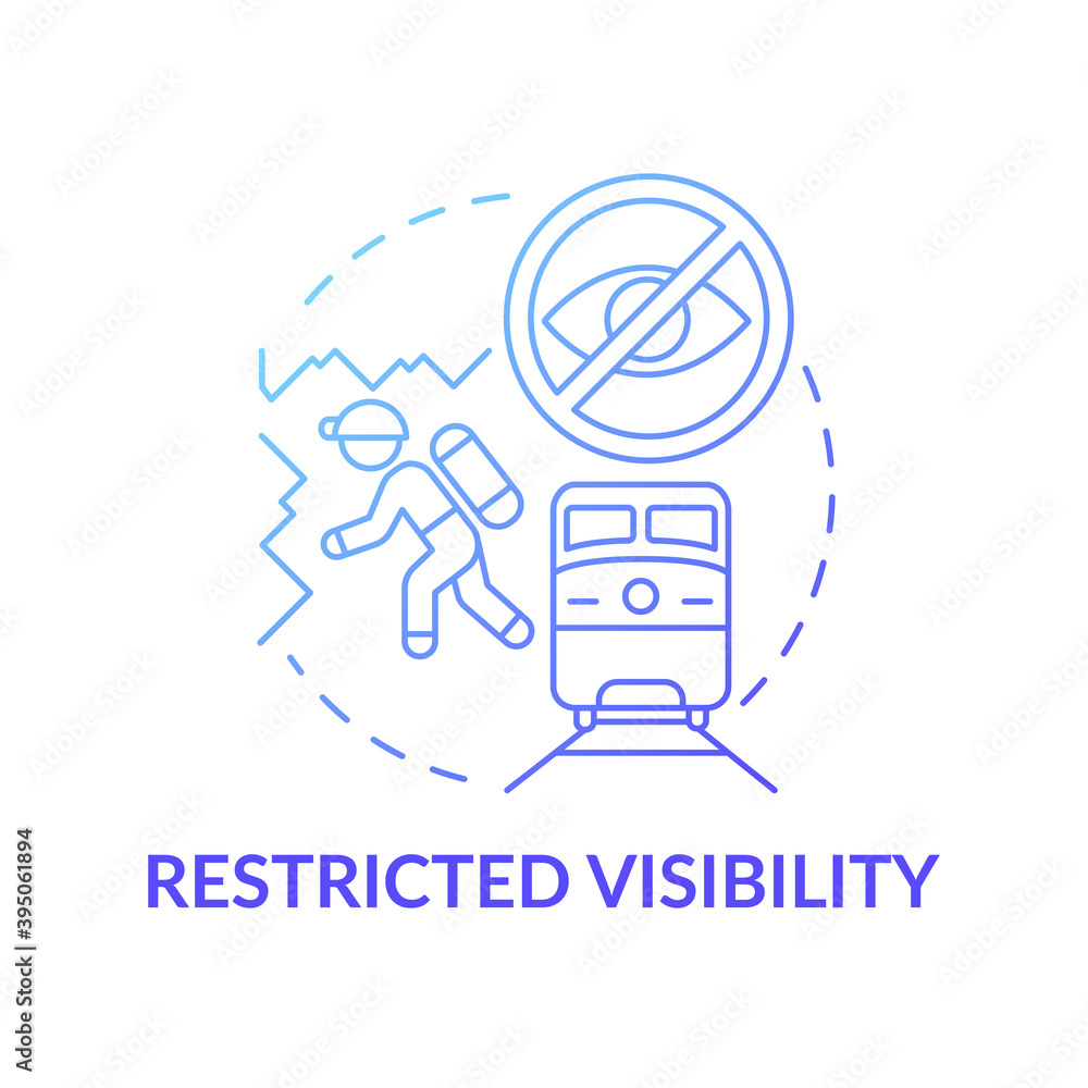 Restricted visibility concept icon. Workplace safety concerns. Bad ...