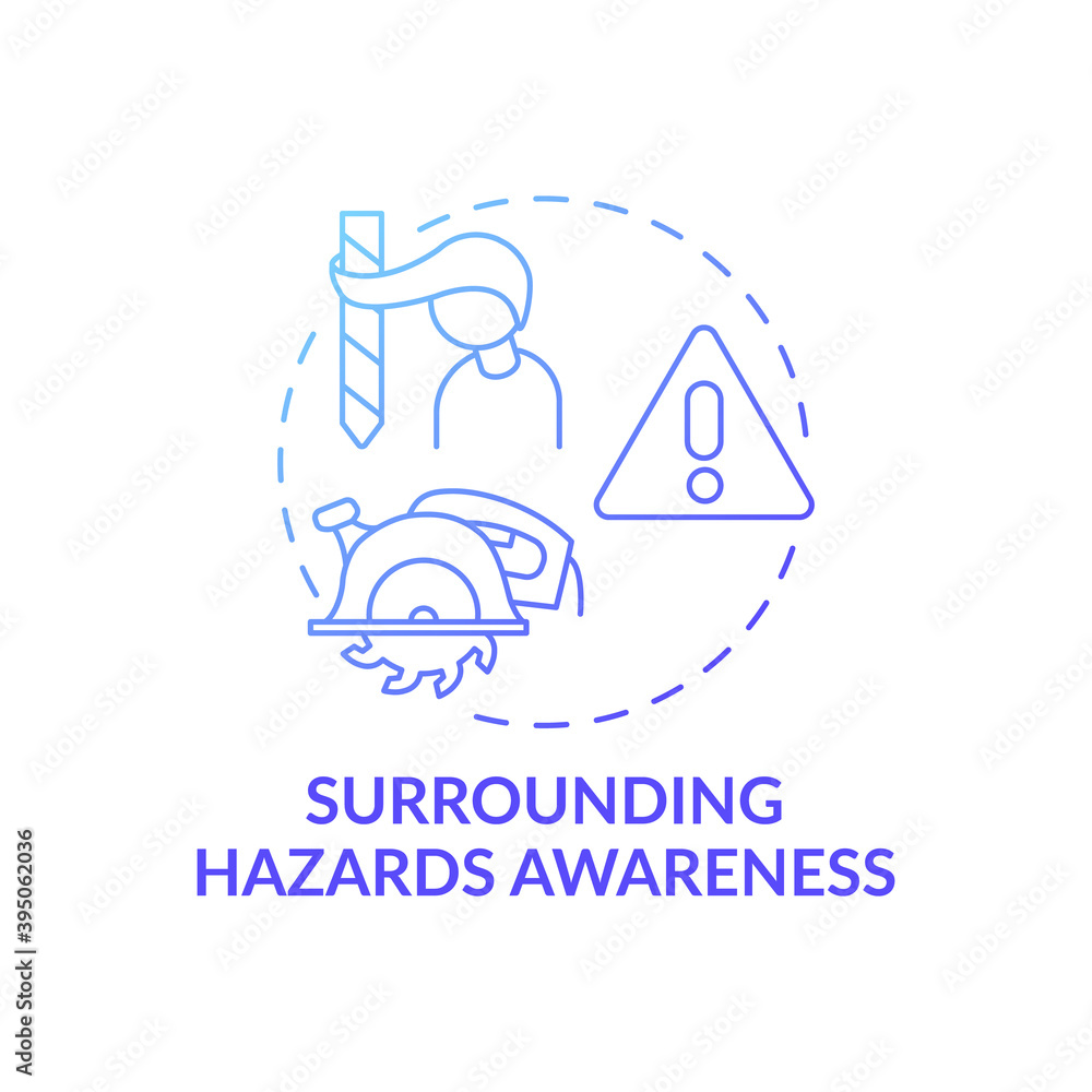 Surrounding hazards awareness concept icon. Workplace safety elements ...