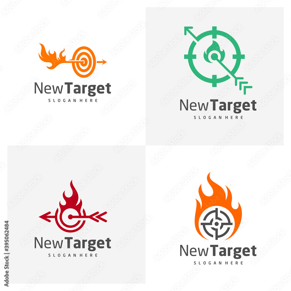 Set of Fire Target logo vector template, Creative Target logo design ...