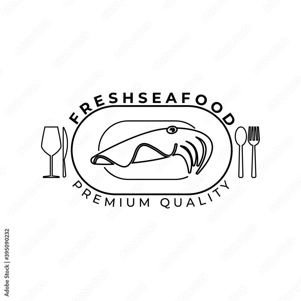 Cuttlefish logo vector illustration template design, seafood restaurant ...
