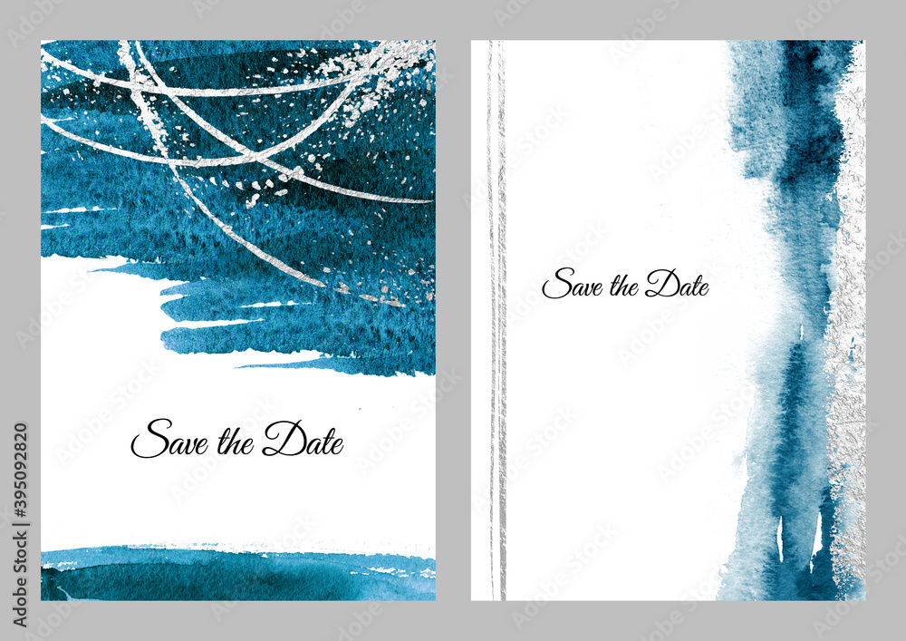 Dark blue with silver vertical background and template set for posters and Birthday, wedding ...