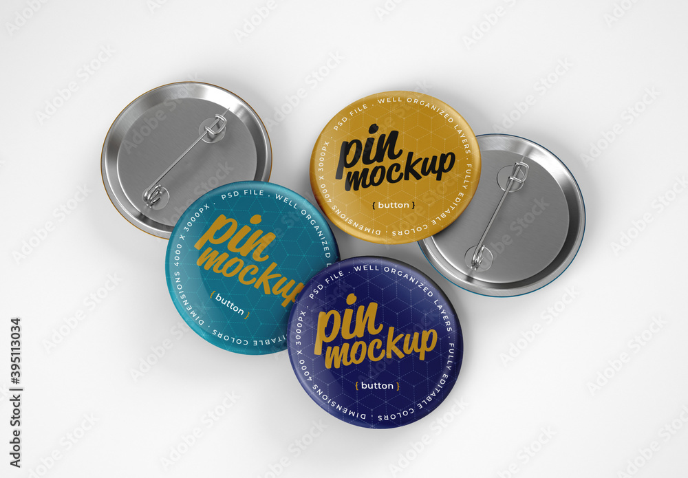 Glossy Button Pin Mockups Stock Template | Adobe Stock