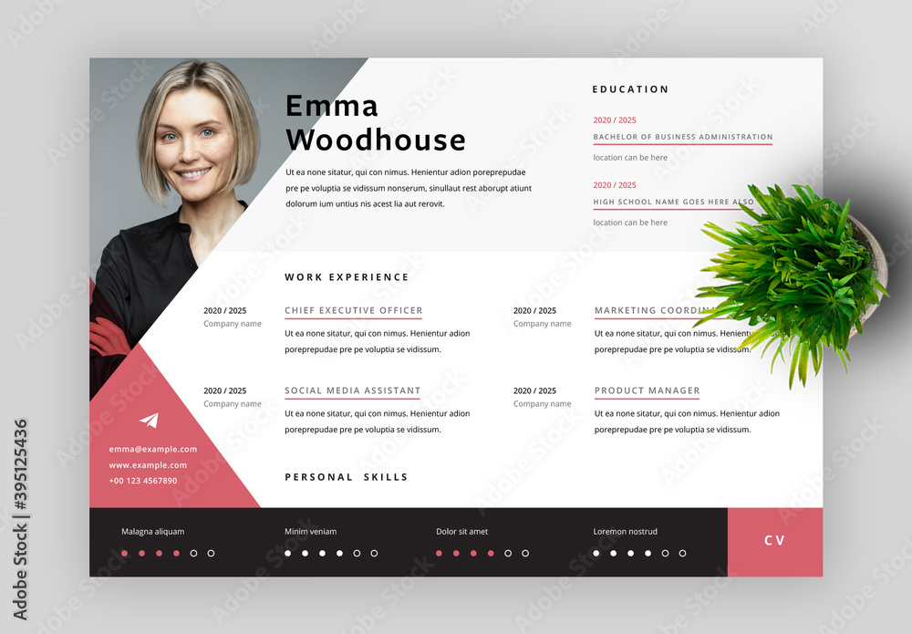 Horizontal Resume Layout with Triangle Elements Stock Template | Adobe ...