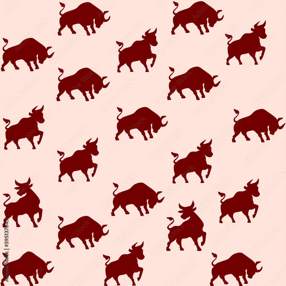 Seamless pattern background design with bulls silhouettes drawing ...