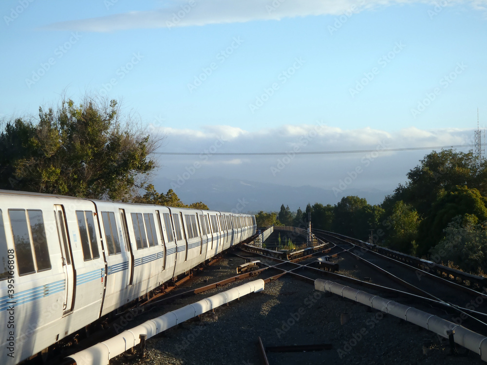 Train pulls into Concord BART Station during the day Stock Photo ...