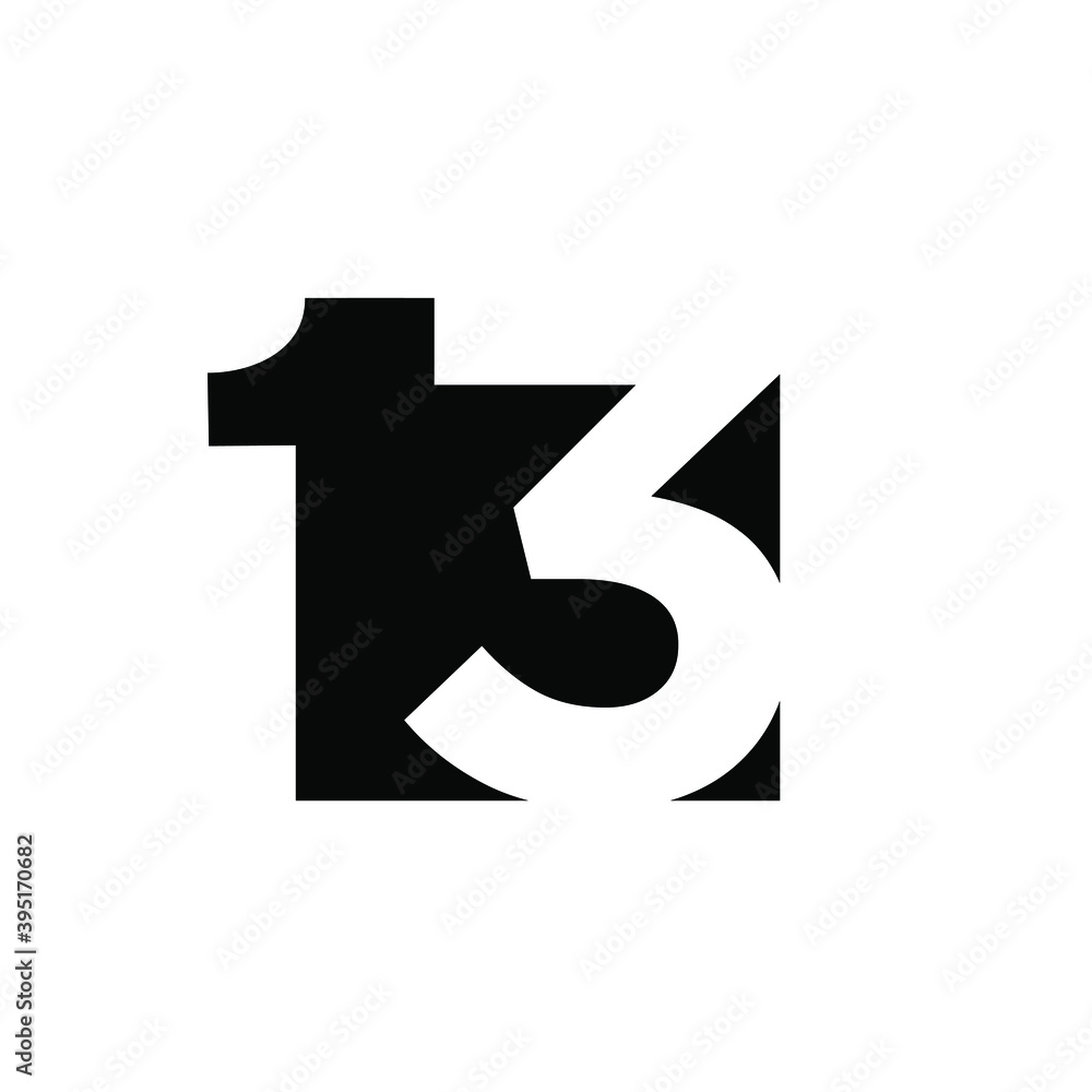 13 initial number negative space logo vector icon design isolated ...