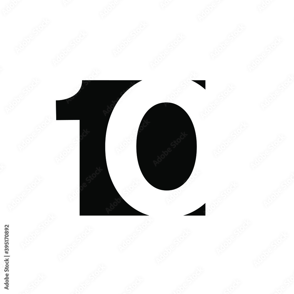 10 initial number negative space logo vector icon design isolated ...