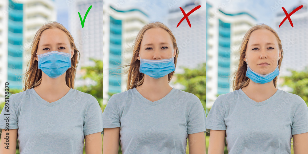 How to wear a mask. The wrong way to wear a mask on the chin and open ...