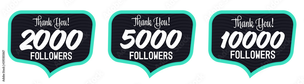 Set of Followers thank you banners design template, graphic icons for ...