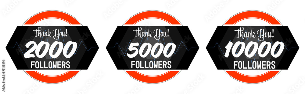 Set of Followers thank you banners design template, graphic icons for ...
