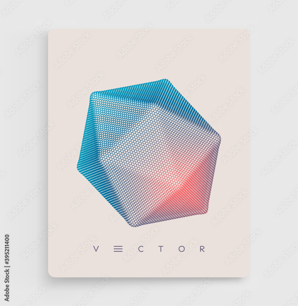 Crystal consisting of small particles. Object with dots. Molecular grid ...