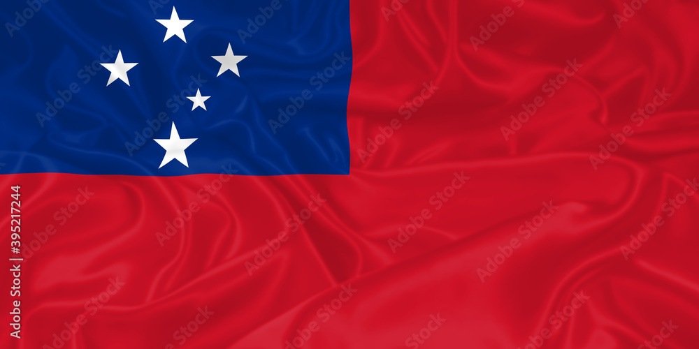 Samoa Flag waving. National flag of Independent State of Samoa with ...