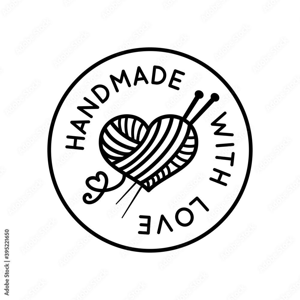 Handmade with love round beautiful sign vector Stock Vector | Adobe Stock