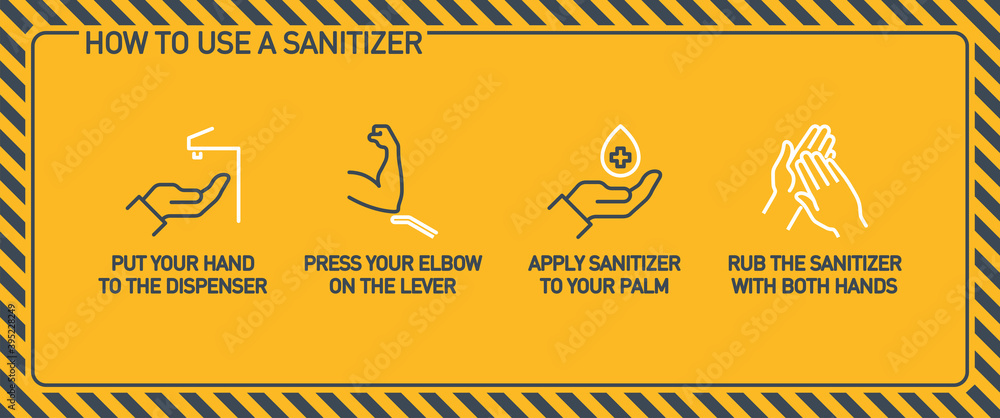 Infographic illustration of How to use hand sanitizer properly ...