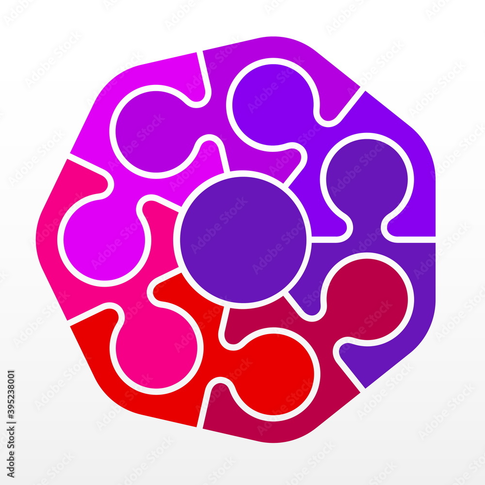 Seven pieces flat puzzle round infographic presentation. 7 steps circle ...