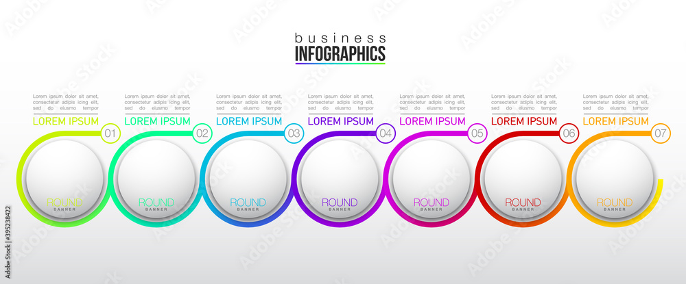 7 components make up something. Modern business circle origami style ...