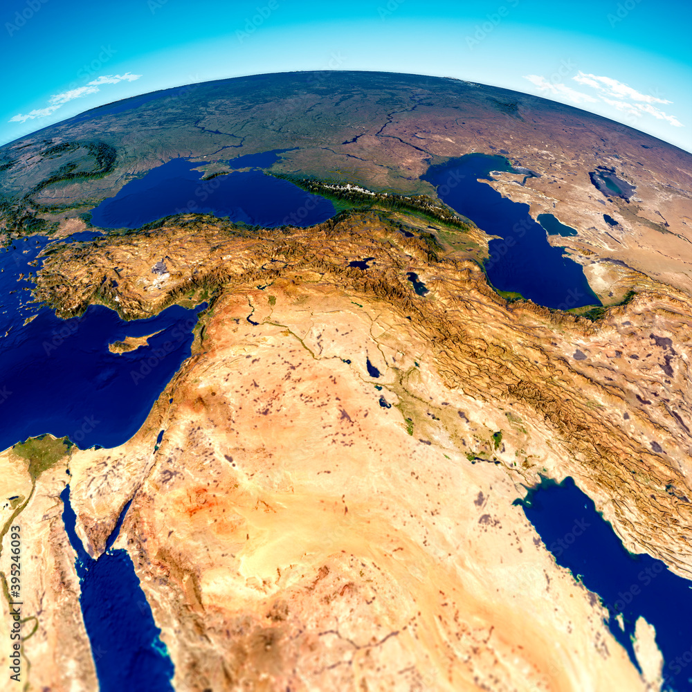Map of the Arabian Peninsula, Middle East physical map, 3d render ...