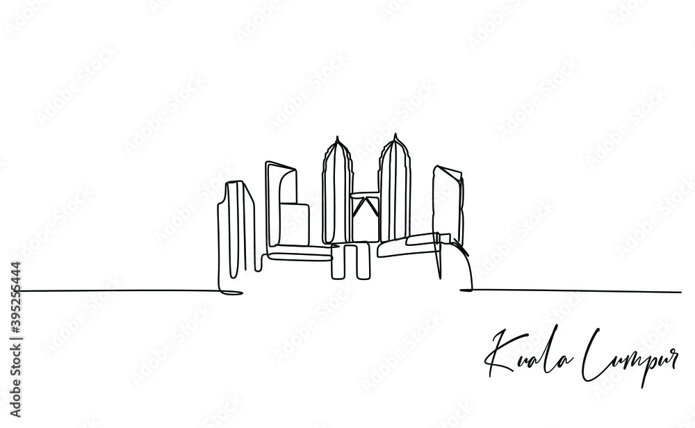 Famous tower in a city . Continuous one line drawing skyline Stock ...