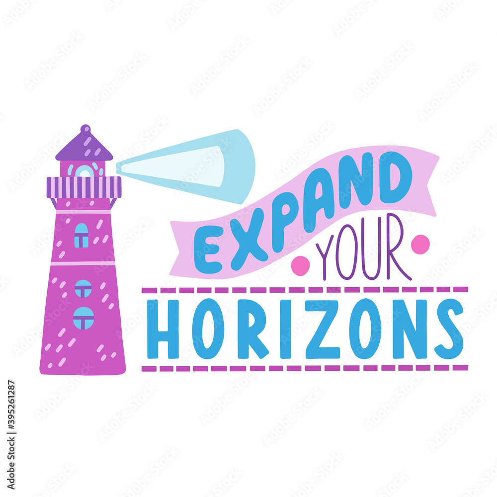 Expand your horizons - hand drawn vector illustration with hand ...