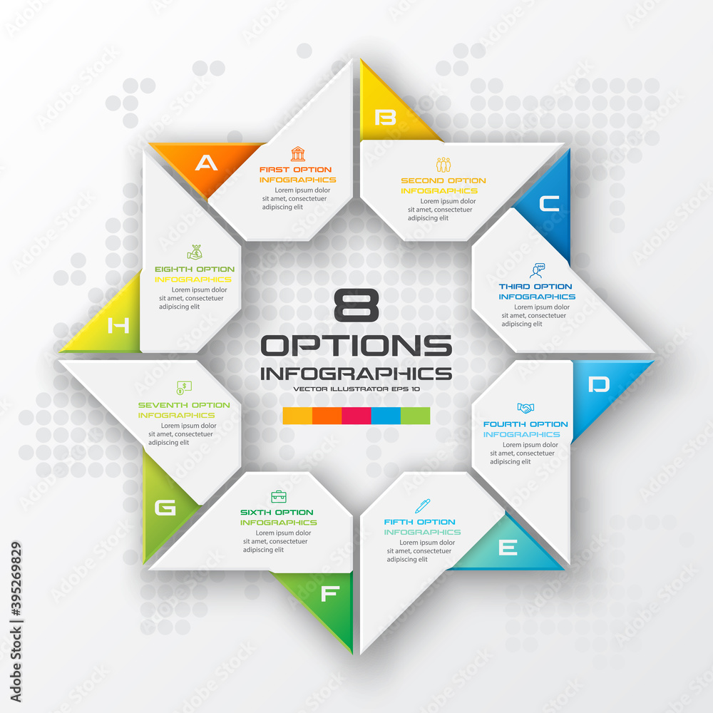 Vector star for infographic,Business concept with 8 options. Stock ...